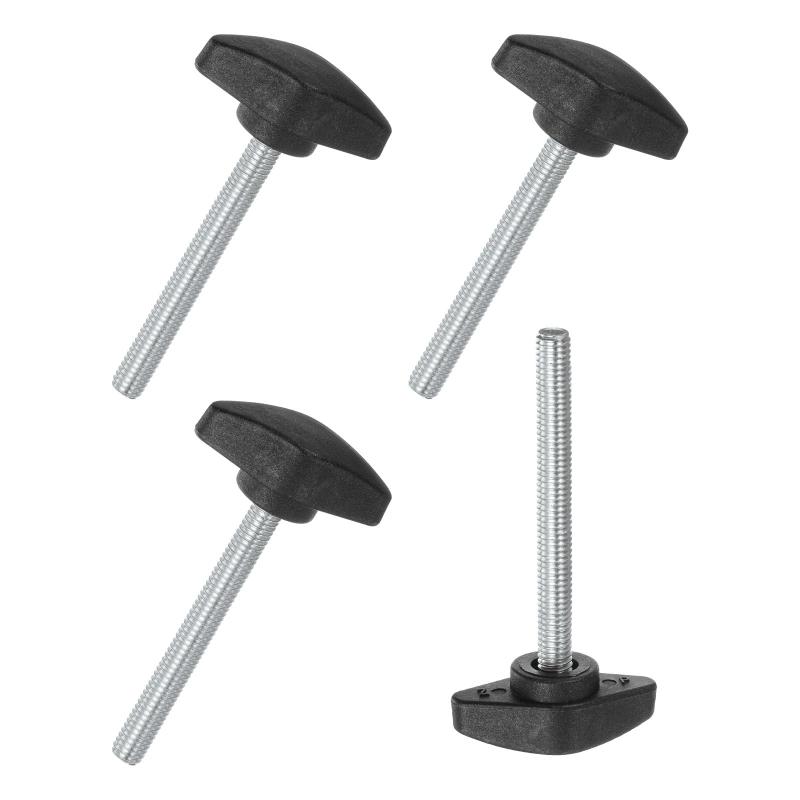 M METERXITY 4パックのサムねじ M6x60mmのTウィングノブ 木工/機械/装置用のプラスチックTハンドルクランプノブ 締め付け用スレッドサムねじ 黒[多目的使用] - これらのTウィングねじは、木工、機械、装置の組み立て、旋盤...