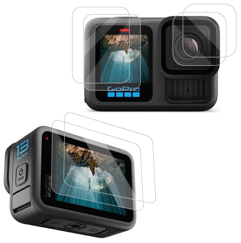 【2024年度 先行発売】For GoPro HERO13 ガラスフィルム 保護フィルム 【JYJIEJIE】（メイン画面用2枚 + サブ画面用2枚+LED保護フィルム2枚）気泡防止 極薄 高透過率 硬度9H 耐指紋 耐衝撃 防汚 撥水撥【...