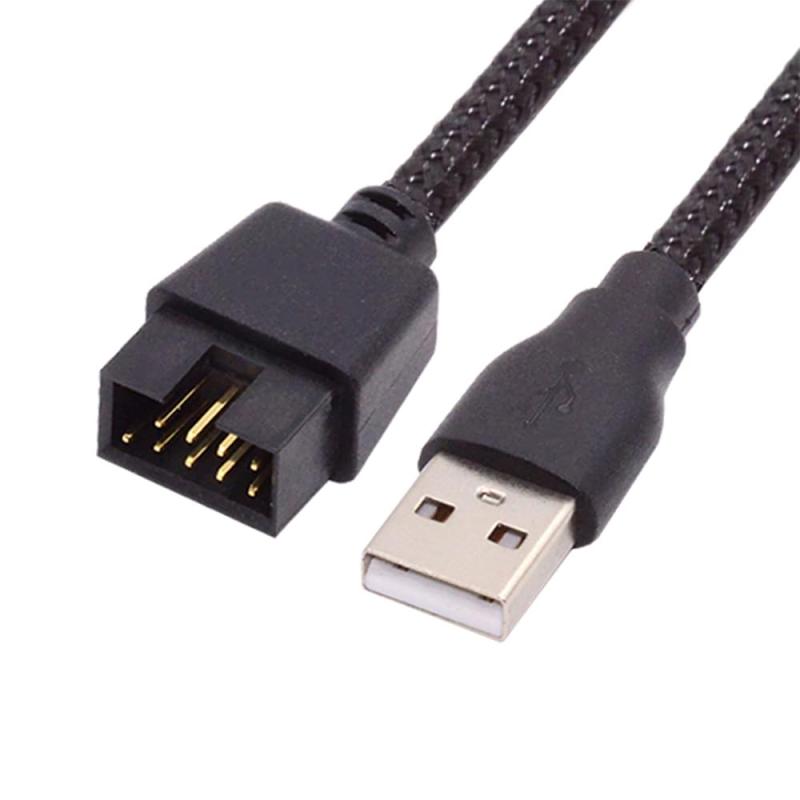 xiwai シングル USB 2.0 オス タイプ A からマザーボード内部 9 ピン 10 ピン オス ヘッダー ケーブル延長コード スリーブ付き 20 cm長さ: 20 cm、特別な絡まり防止設計の編み込みスリーブ ジャケットで、長期に...