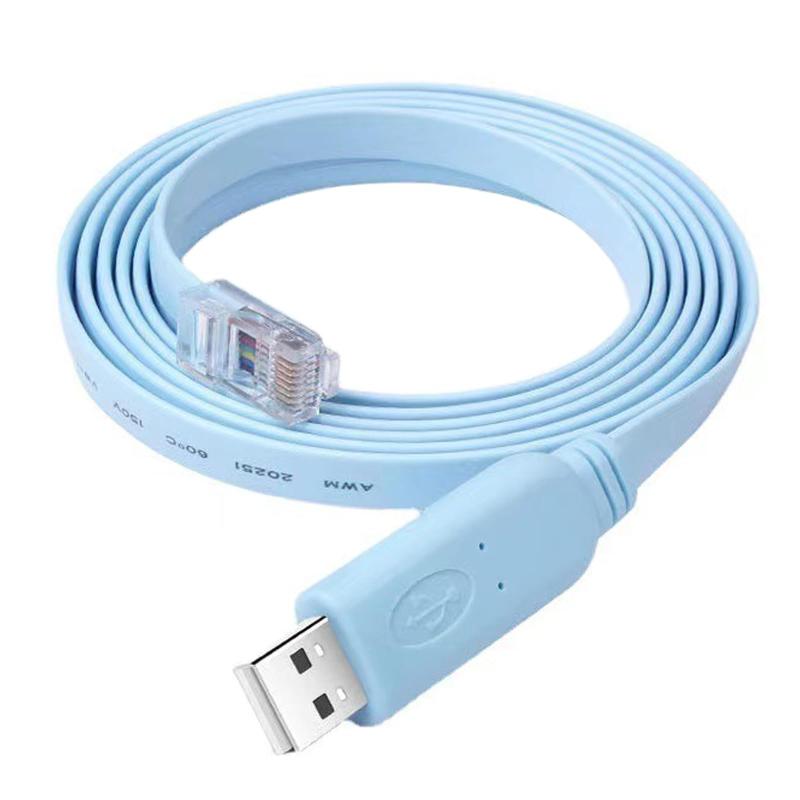 SH-RJ45（CONSOLE）ルータースイッチ用のCH340Cチップを備えたUSB-コンソールケーブル 5.9FT /1.8M（ライトブルー） [並行輸入品]【簡単にUSB to RJ45】USB to RJ45シリアルポートアダプタへの...