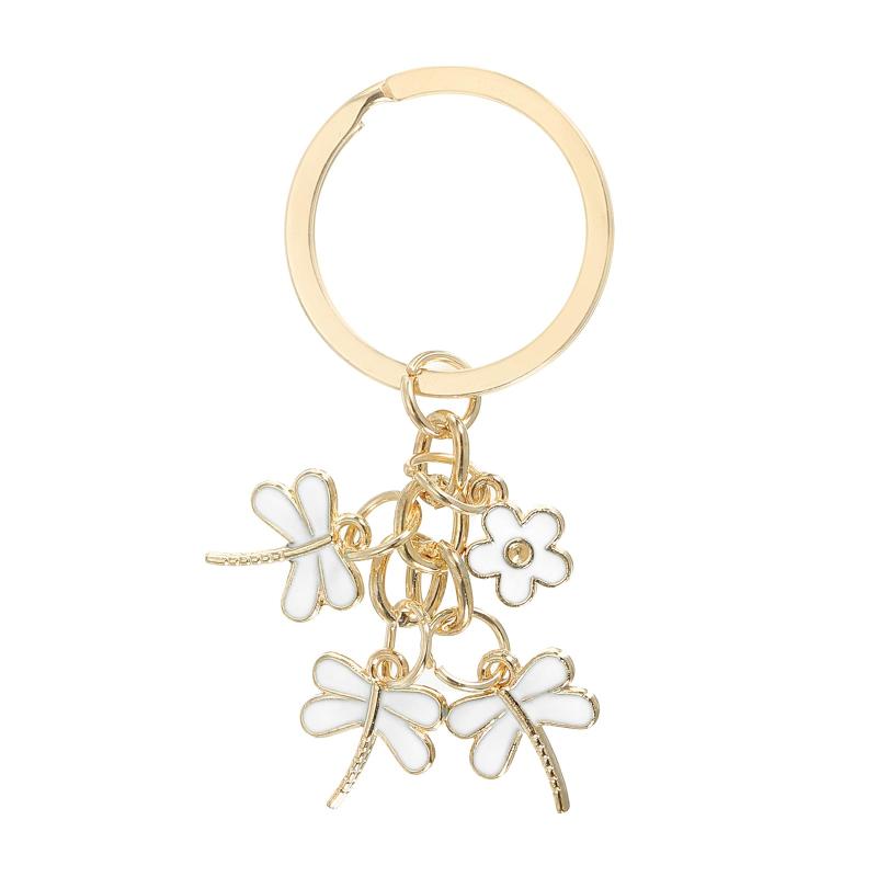 [PATIKIL] 花のキーチェーン エナメルキーチェーンかわいい花トンボペンダントキーリング財布バッグアクセサリーカーリングペンダントハンドバッグキー用 ホワイトカラー：ホワイト；キーリング直径：30 mm / 1.2インチ；パッケージ内...