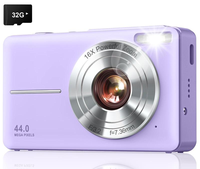 Lecran デジカメ 4400万画素 オートフォーカス AF 1080P動画撮影 デジタルカメラ 2.4インチIPS画面 手ブレ補正 小型 携帯便利 誕生日 ギフト 贈り物（パープル）【オートフォーカスカメラ】他のレンズがいらない、近い物...