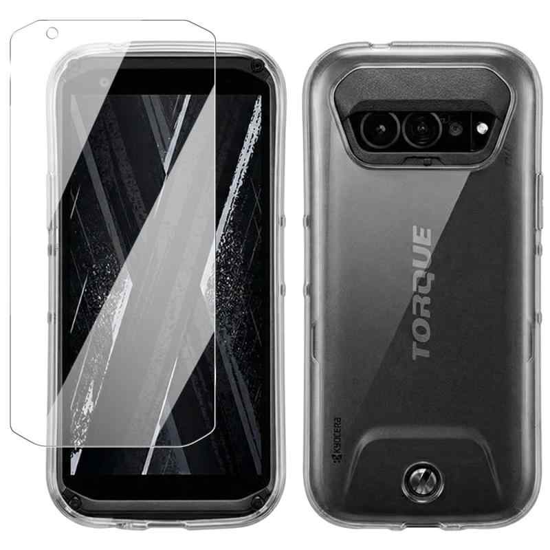 ケース For KYOCERA TORQUE G07 用 カバー+フィルム 透明TPU素材製 スマホケース 純正 全面守る 耐衝撃 傷つけ防止 保護 京セラ TORQUE G07対応カバー (クリアカバー+強化ガラスフィルム)対応機種：TO...