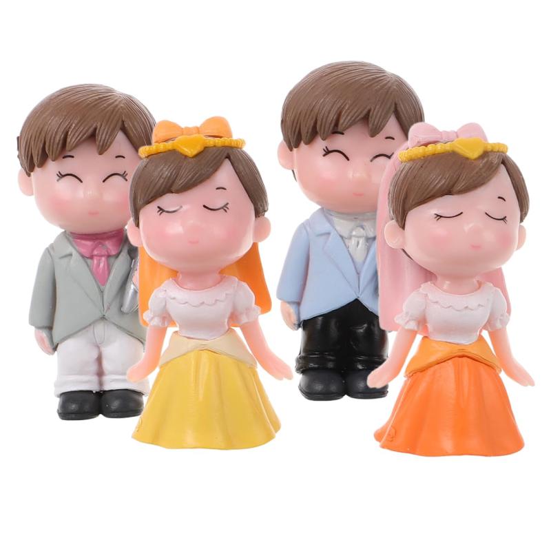 INOOMP ウェディング ケーキトッパー 新郎新婦フィギュア ケーキ飾り 花嫁 花婿 デスク 装飾 カップル置物 バレンタイン 記念日 卓上 2組プラスチック素材: 丈夫なプラスチックで作られたこのトッパーは、長持ちし、損傷に強いように設...
