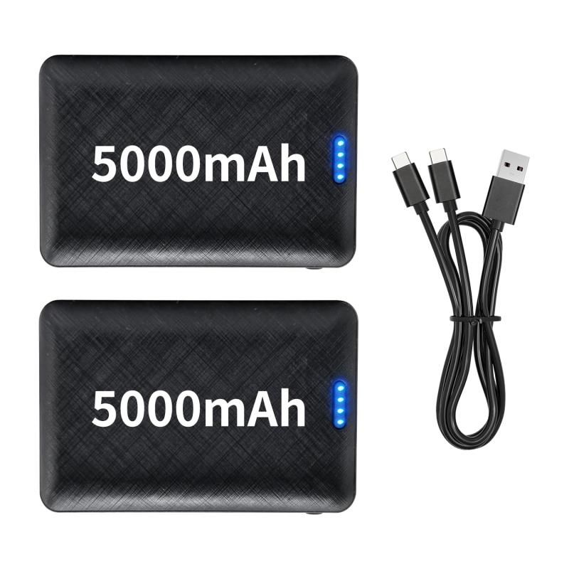 電熱グローブ用バッテリー 3段階温度調節 5000mAhバッテリー*2個 残量表示 PSE認証済 Type-C充電 バッテリー2個 + 充電ケーブル1本バッテリー2個 + 充電ケーブル1本