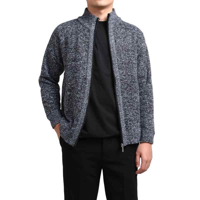 [Allthemen] カーディガン メンズ ジップアップ アウター ニット セーター ジャケット 厚手 裏起毛 暖かい ウール カジュアル ビジネス 大きいサイズ 春秋冬