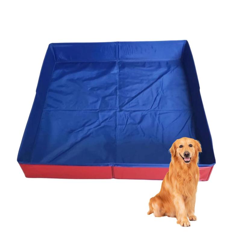 ADOFUN 犬用プール 折りたたみ式 小型犬用プール 子犬用 水遊び 省スペース 収納便利 ペットバスタブ 水遊びおもちゃ お風呂/屋内/屋外/お庭/バックヤード用 スクエア（長さ50cm 高さ10cm）【商品規格】：このプールは、展開時...
