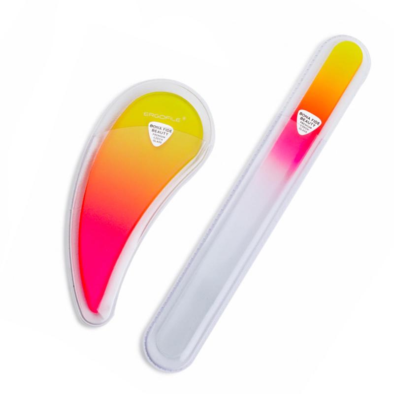 Glass Nail Files for Natural Nails 2PC Set, Comfort Ergonomic Nail Filers for Arthritis, Tendonitis, Carpal Tunnel Solut...