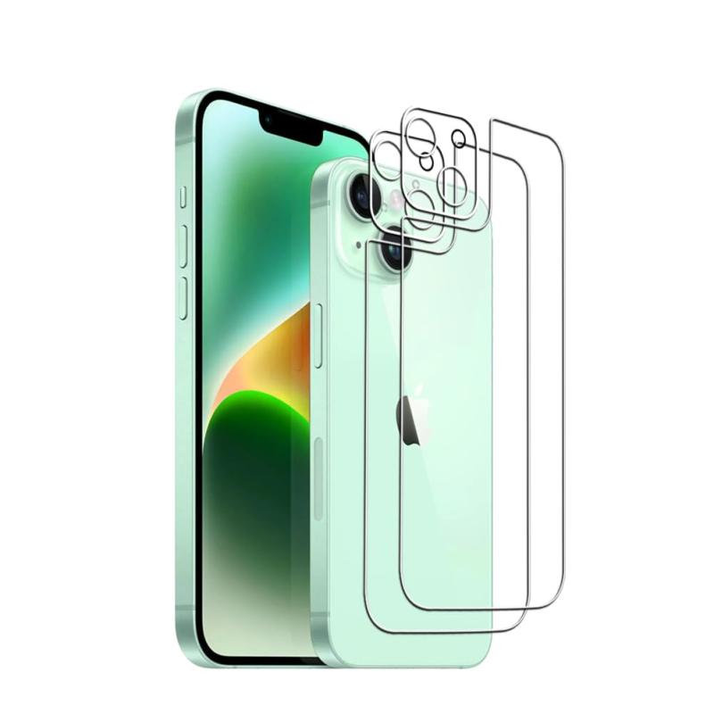 Wookfiss For iPhone 15 Plus 背面 専用 フィルム+ カメラフィルム 【2+2】硬度9H 強化ガラス ガラスフィルム 高透過率 防指紋 防爆裂 スクラッチ防止 気泡レス 飛散防止処理 iPhone15 Plus対応...