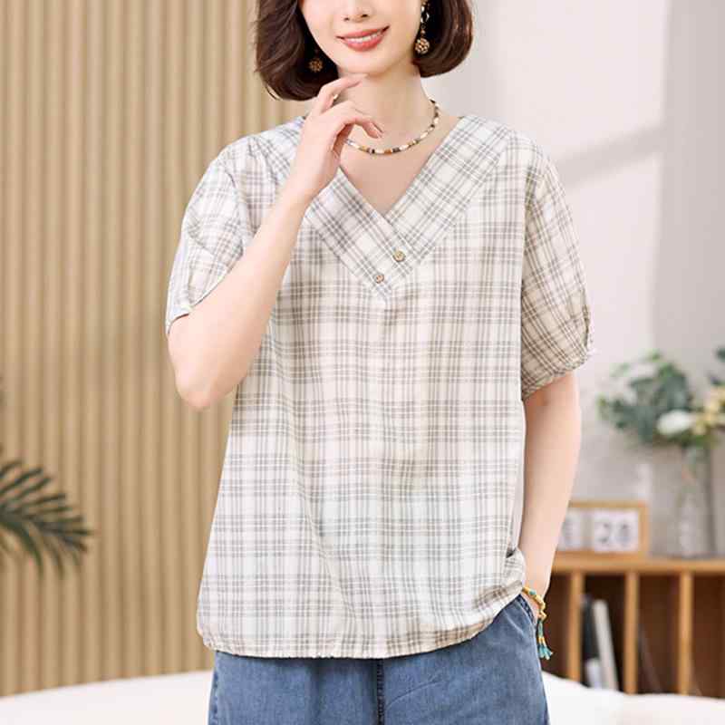 ・カテゴリ: Tシャツ・スタイル: カジュアル・主な素材: 綿 30%以上50%未満、レーヨン 50%以上70%未満・柄: ストライプ、格子・仕様: プルオーバー・袖丈: 半袖・デザイン: パッチワーク・シルエット: ルーズフィット・着丈:...