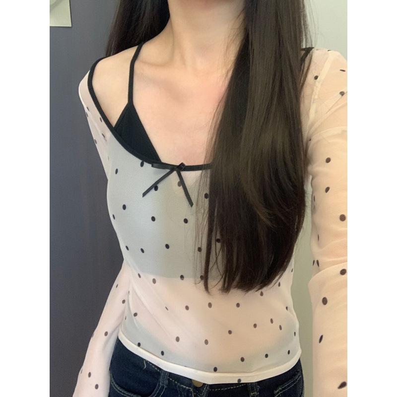・カテゴリ: Tシャツ・スタイル: 通勤風、お出かけ・主な素材: ポリエステル95%以上・サブ素材: ポリウレタン30%以下・柄: ドット・デザイン: レイヤード風・袖丈: 長袖・クラフト: 切り替え・シルエット: スリムフィット・着丈: ...