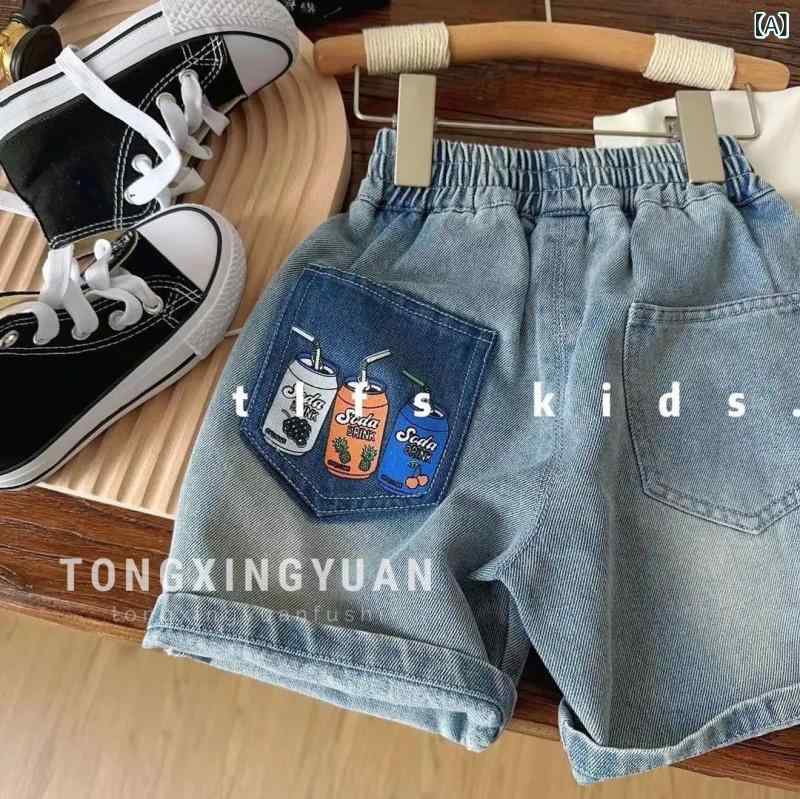 ・カテゴリ: キッズパンツ・スタイル: 韓国風・素材: デニム（綿90%）・安全基準: B類・パンツ丈: ショートパンツ・対象性別: ユニセックス・対象年齢: 中小児（3～8歳、100～140cm）・生地加工: 柔軟加工・柄: 無地、キャラ...