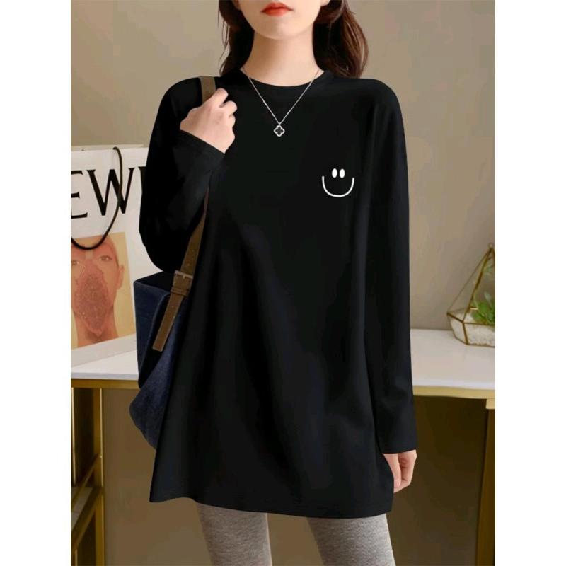 ・カテゴリ: Tシャツ・スタイル: カジュアル・主な素材: 綿95%以上・ネックライン: クルーネック・袖丈: 長袖・柄: プリント・シルエット: ルーズフィット・着丈: ミディアム丈・袖型: レギュラースリーブ・カラー展開: ブラック（ス...