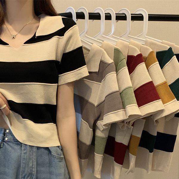 ・カテゴリ: Tシャツ・スタイル: チャイニーズスタイル、レトロ・主な素材: レーヨン（ビスコース） 70%以上80%未満・生地名: アイスシルク・柄: ボーダー/チェック・デザイン: プルオーバー・袖丈: 半袖・袖型: レギュラースリーブ...