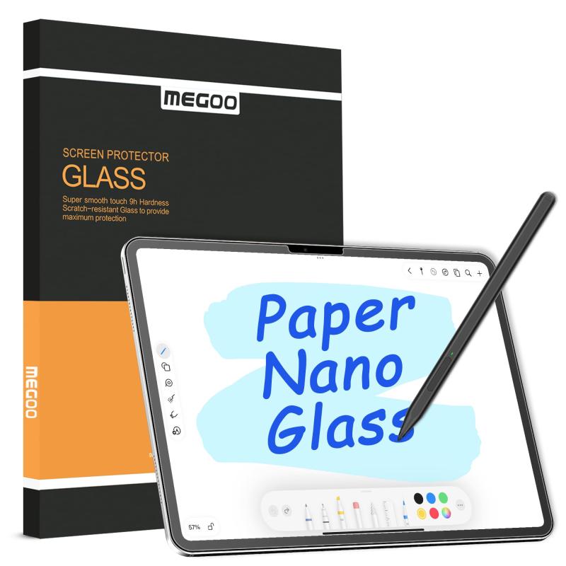 Surface Pro 12インチ（2025）用Megoo Paper Feel強化ガラススクリーンプロテクター - 紙のような書き心地、9H強力保護、反射防止、高精度ペンコントロール、2個入り【Surface Pro 12 2025新AI...