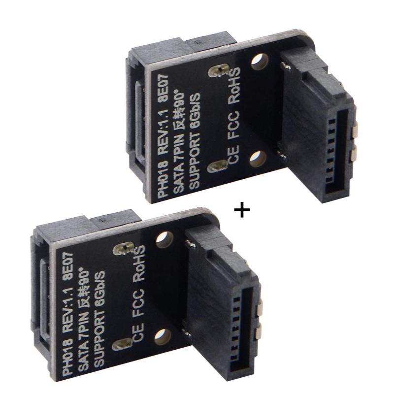 Cablecc シングル/デュアル SATA 7 ピン メス - 7 ピン オス アップ 90/360 度角度アダプタ メインボード マザーボード デスクトップ用 SSD HDD