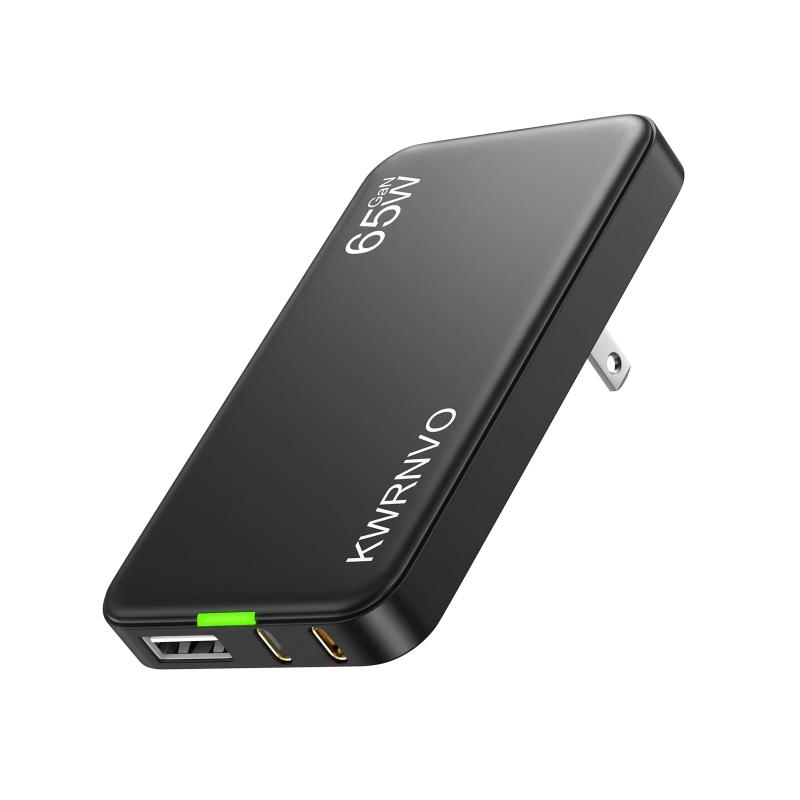 VHBW 65W PD 充電器 薄型折畳み式 Type-c GaN 急速充電器 USB-C &amp; USB-A 3ポート PD3.0/QC4.0/PPS 自宅/出張/旅行用 ノートPC 対応Macbook iPad iphone17/1...