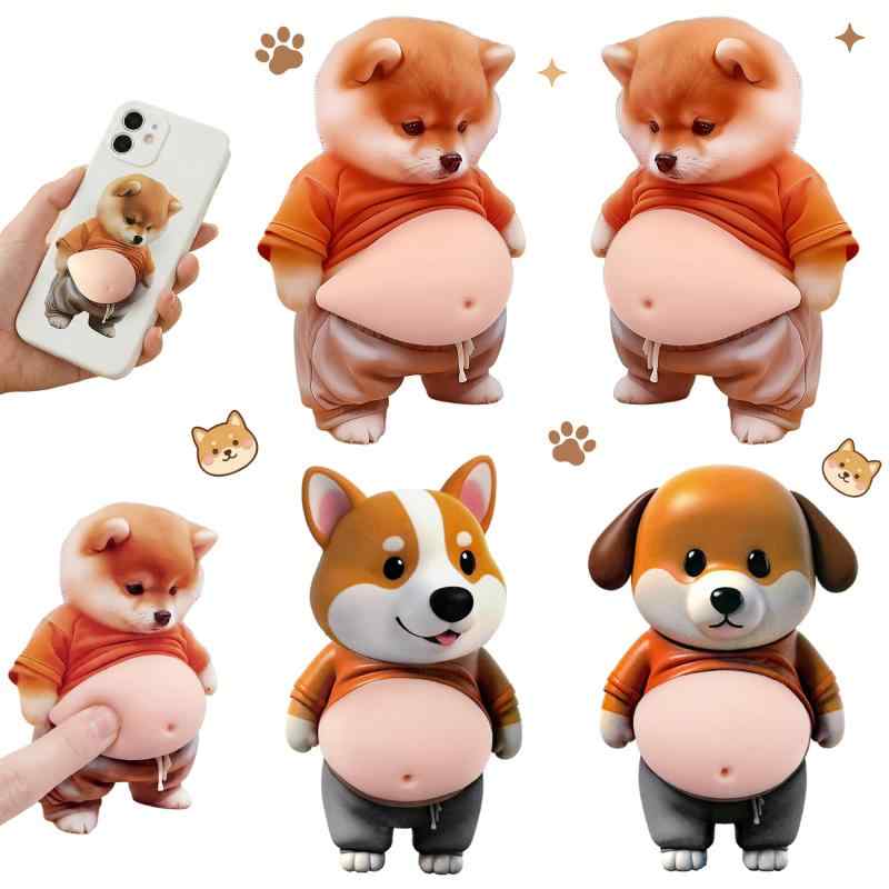 GOKEI ぷにぷに おなか シール お腹 3D 立体 ステッカー スクイーズ 猫 犬 癒し 柴犬 三毛猫