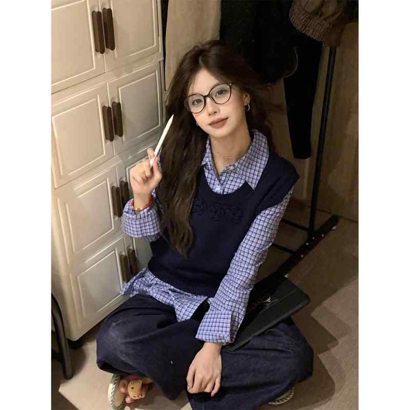 2 枚の _ セット 韓国 系 デザイン 立体 フックニットベストセーター 女子 学生 チェック シャツ商品番号: 6144#発売年・シーズン: 2024年秋生地名: ポリエステル主な生地構成: ポリエステル(ポリエステル繊維)ブランド: ...