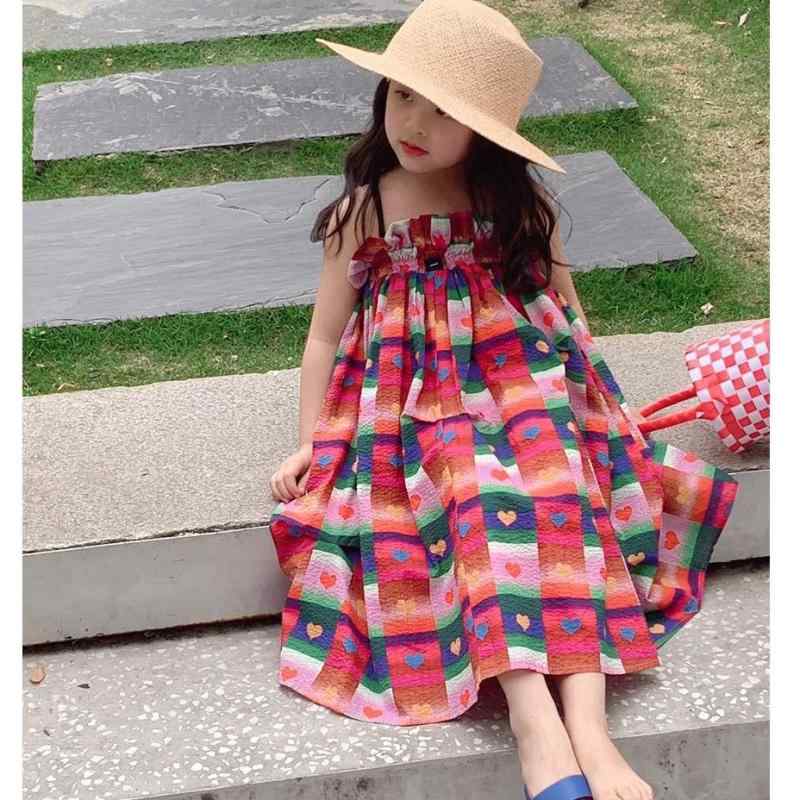 ・スタイル: 韓国風・カテゴリ: ワンピース・主な素材: 綿100%・対象性別: 女の子・対象年齢: 中小童（3〜8歳、100〜140cm）・柄: チェック、ドット・袖丈: ノースリーブ・スカートのデザイン: プリンセスドレス・裏地素材: ...