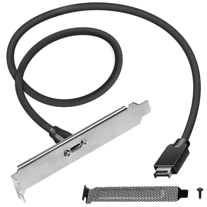 Xiatiaosann USB 3.2 Gen 2 USB-C フロント パネル アダプター ケーブル、マザーボード ヘッダー延長アダプター、USB C メス - 20 ピン USB タイプ E A-キー オス、PCI ブラケット付き、15...
