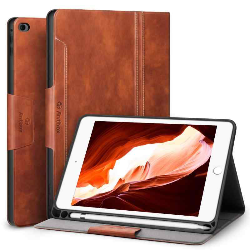 Antbox iPad Mini 5/4 ケース Pencilホルダー付き 高級PUレザー 7.9インチタブレットケースカバー オートスリープ＆スタンド機能付き 全面保護 防衝撃デザイン ipad Mini5/4 スマートケース カバー