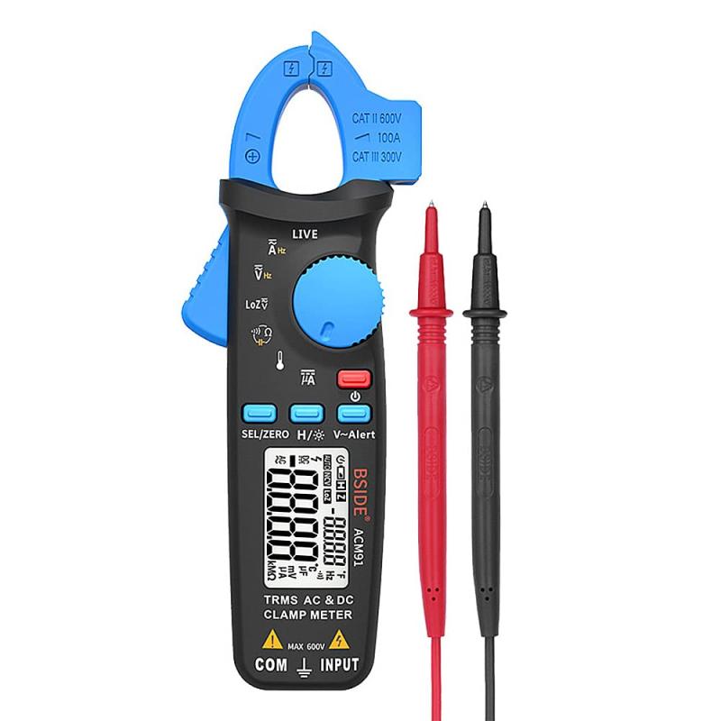 Simble テスター デジタル クランプメーター 6000 カウントオートレンジクランプ 電流計 AC/DC電流 周波数 温度 抵抗 連続性 静電容量 ACM91 1mA 6000カウント デジタルマルチメータ 収納袋 (青)ゴーストまた...