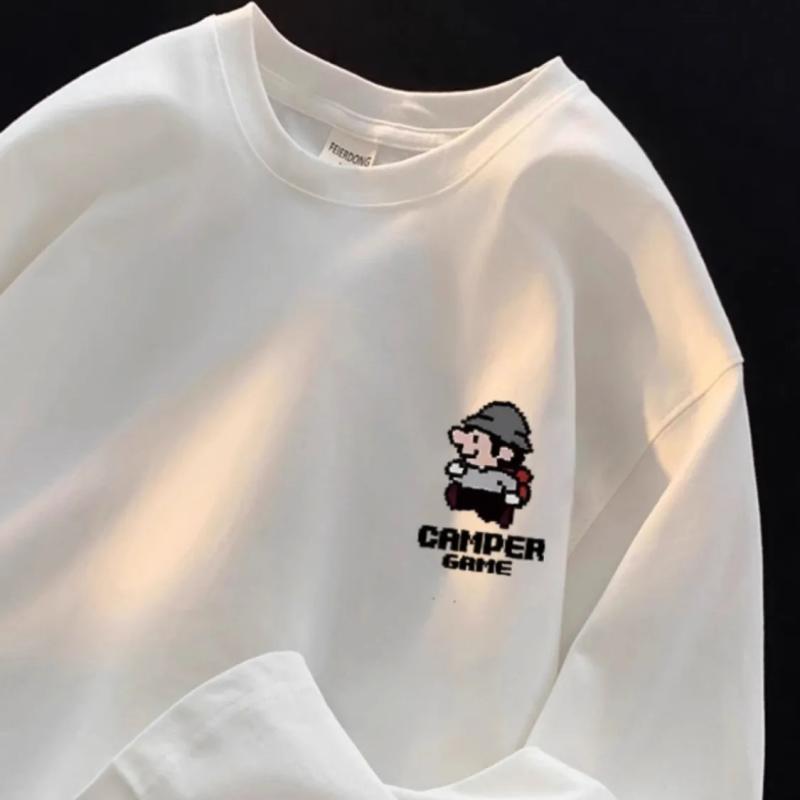 ・カテゴリ: Tシャツ・スタイル: カジュアル、ストリート、韓流・主な素材: 綿95%以上・柄: アニメ、キャラクター、プリント・ネックライン: クルーネック・袖丈: 長袖・フィット感: ルーズフィット・着丈: ミディアム丈（約65-80c...