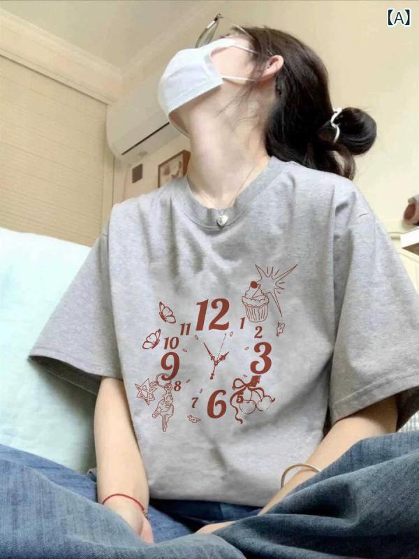 ・カテゴリ: Tシャツ・スタイル: 可愛い、清新・スイート・主な素材: 綿95%以上・ネックライン: クルーネック・袖丈: 半袖・袖型: レギュラースリーブ・フィット感: ルーズフィット・着丈: ミディアム丈（65cm超〜80cm以下）・柄...