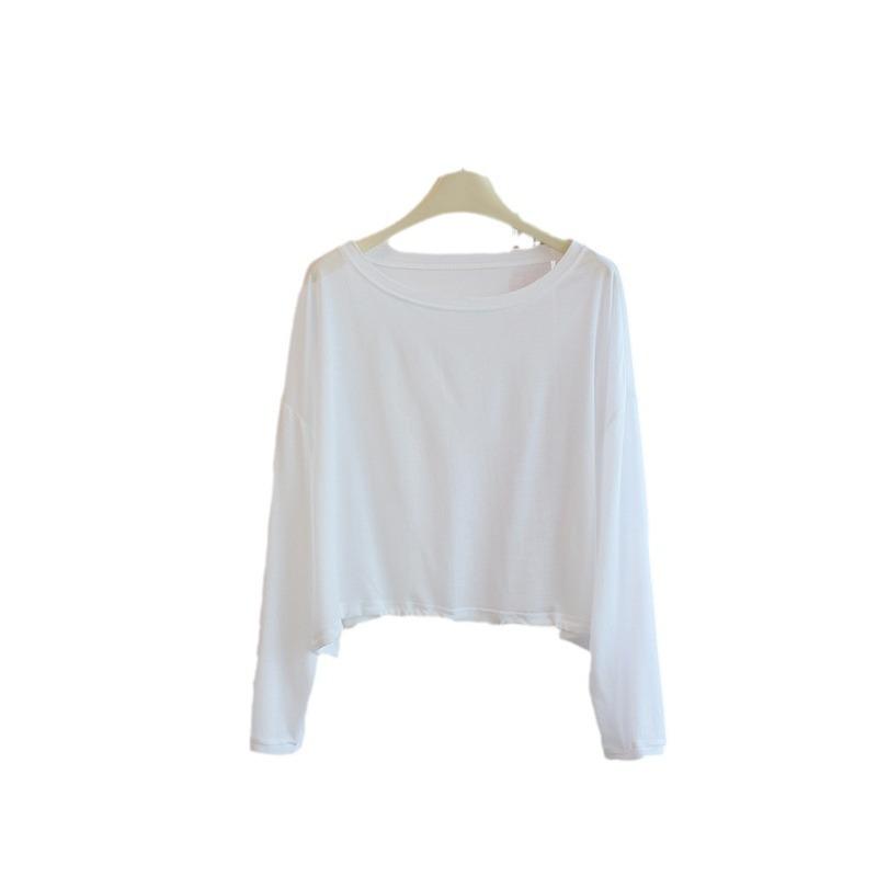長袖Tシャツ レディース 春夏 薄手 シースルー 透け感 防晒 日焼け対策 紫外線対策 涼しい 快適 通気性 ダンス衣装 クロップド丈 トップス 普段使い 無地 カジュアル シンプル・素材: スパンデックス・スタイル: プルオーバー・袖丈:...
