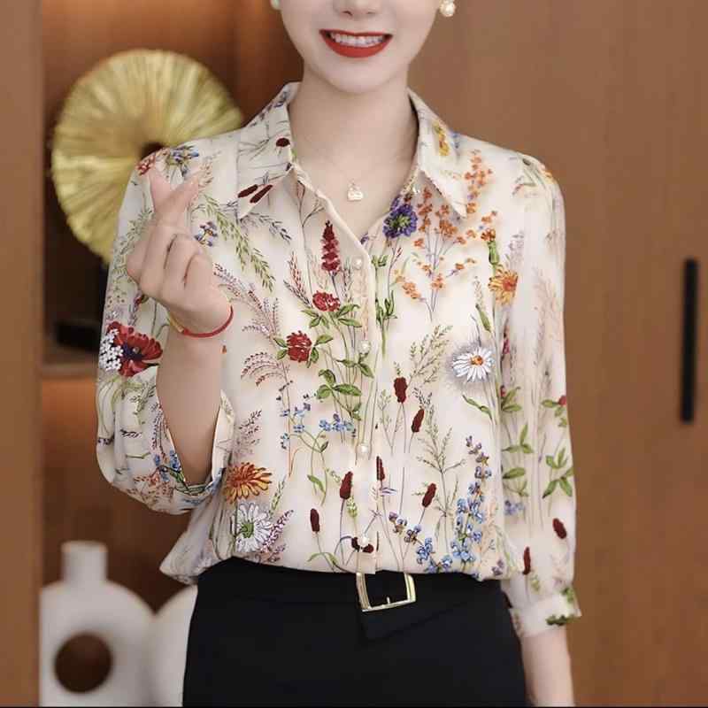 ブラウス レディース 春夏 シフォン 花柄 トップス 長袖 ゆったり 体型カバー 大きいサイズ 大人かわいい おしゃれ きれいめ カジュアル 通勤 オフィス・素材: ポリエステル・柄: プリント・袖丈: 七分袖・シルエット: スリム・襟型:...