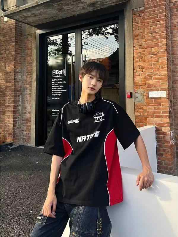 Tシャツ メンズ 半袖 アメリカン ヴィンテージ風 ストリート系 ロゴ プリント 配色 切り替え ゆったり カジュアル バイクウェア 普段使い 春夏・カテゴリ: Tシャツ・スタイル: 青春流行・主な素材: 亜麻、真丝・素材構成: 30%以下...