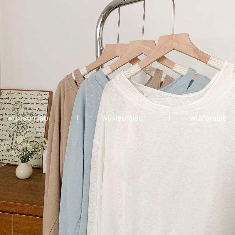 日焼け止めパーカー レディース 春夏 薄手 ノースリーブ ベスト 長袖 Tシャツ アンサンブル メッシュ シースルー デザイン感・カテゴリ: Tシャツ・スタイル: カジュアル・素材: ポリエステル100%・柄: 無地・着丈: 普通(50cm...