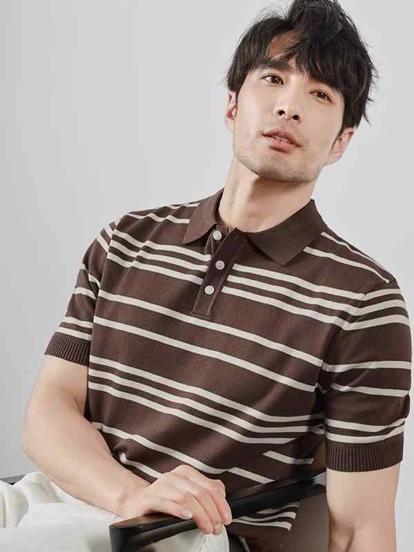 Tシャツ メンズ 半袖 接触冷感 丸首 ストライプ 配色 ニット クルーネック ビジネス 普段使い カジュアル 通気性 オールシーズン・カテゴリ: Tシャツ・スタイル: 日式復古・主な素材: ポリエステル100%以上・柄: ストライプ・シル...