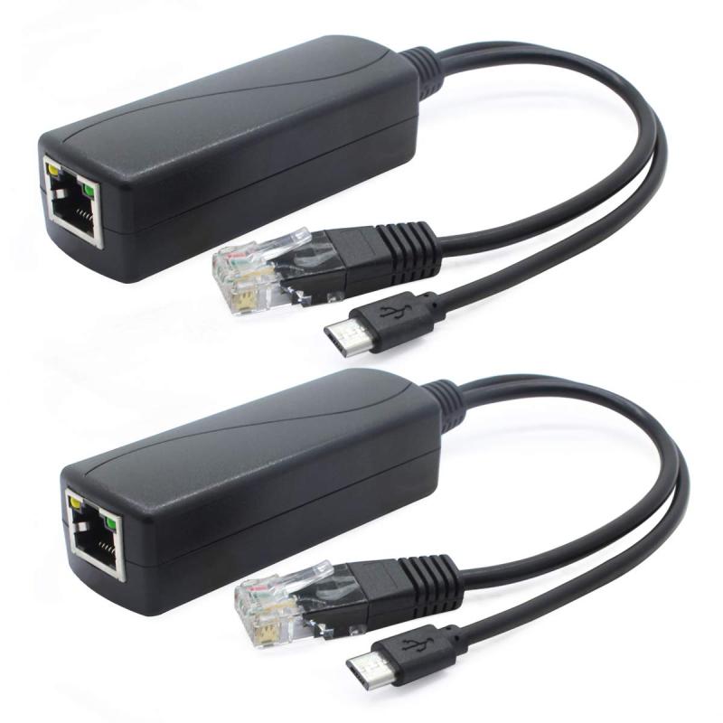 ANVISION 2パック5V PoEスプリッター、マイクロUSBプラグ付き48V〜5V 2.4Aアダプター、IEEE 802.3af準拠、IPカメラ、タブレット、DropcamまたはRaspberry Piなど向け出力：5V DC電源出力...