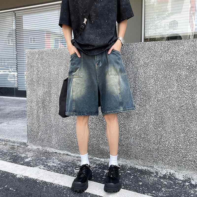 ショートパンツ メンズ ハーフパンツ デニム 5分丈 ボトムス ウォッシュ加工 ヴィンテージ風 膝丈 カジュアル スポーティー オールシーズン ゆったり おしゃれ・スタイル: ヴィンテージ・メインスタイル: ベーシック・パンツシルエット: ...
