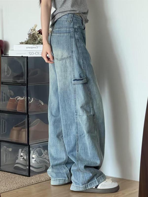 デニムパンツ メンズ ワイドパンツ カーブ ハイウエスト ライトブルー ワーク ストリート デザイン 細見え 春夏 ゆったり 体型カバー カジュアル 普段使い おしゃれ パンツ ロング丈・カテゴリ: ジーンズ・スタイル: 港風・スタイル詳細...