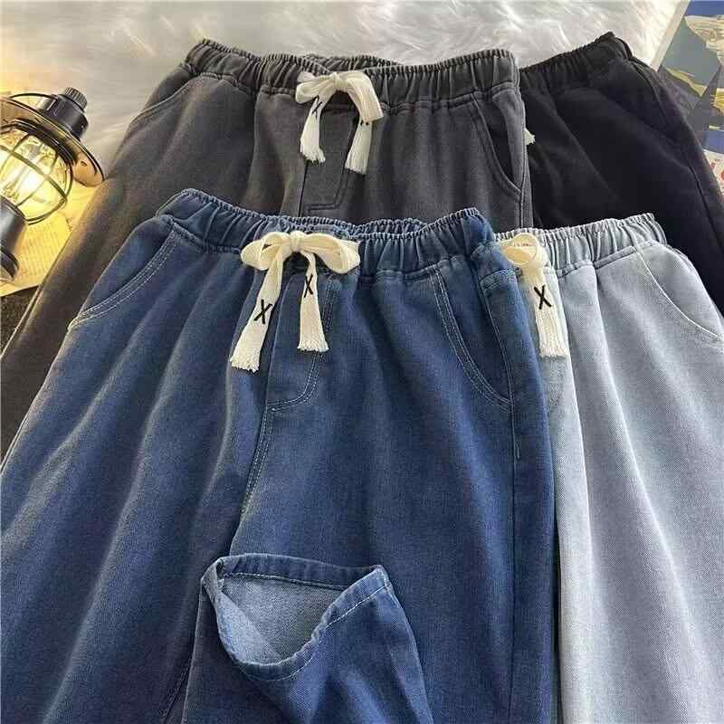 パンツ メンズ デニム ワイド ストレート ジーンズ ロング丈 ルーズシルエット ディープブルー ウエストゴム ゆったり ビッグシルエット カジュアル ストリート オールシーズン・スタイル: 韓国風・シルエット: ストレート・パンツ丈: ロ...