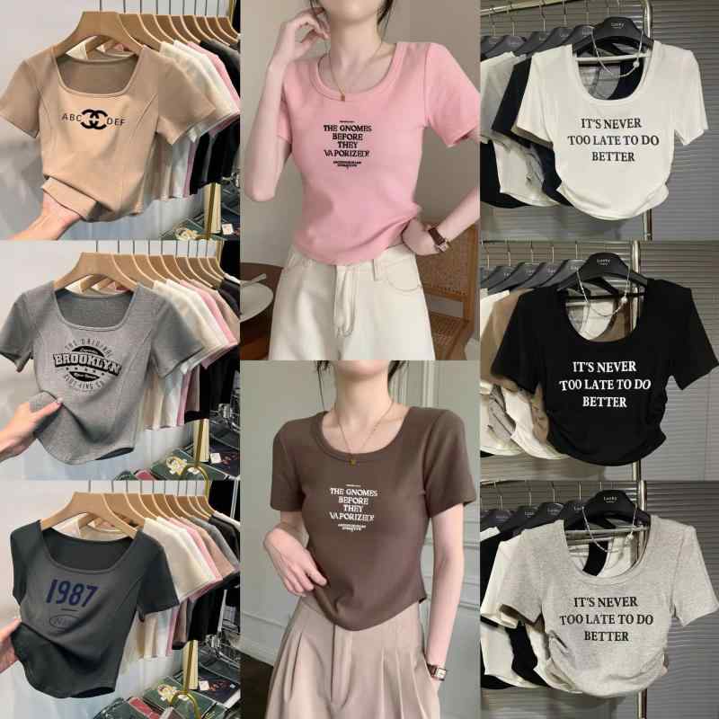 Tシャツ レディース 半袖 クロップド丈 トップス スイート＆スパイシー ピュアセクシー ユニーク カジュアル トレンド デイリーユース・カテゴリ: Tシャツ・素材: 綿・主な素材: オーガニックコットン・素材構成比: 綿50-70%・柄:...