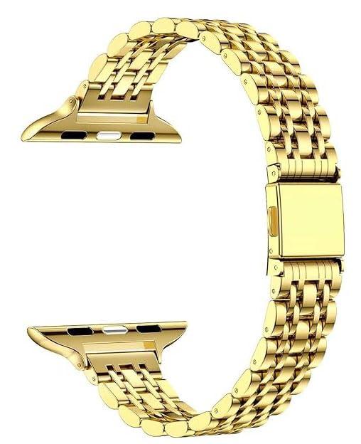 アップルウォッチ バンド ステンレス、Apple Watch 11/10/9、Ultra 3、SE 3対応、14mm 7連リンク安全クラスプとプッシュピースの開閉機構を備えたこの洗練された交換用ステンレス鋼リストバンドであなたのApple ...