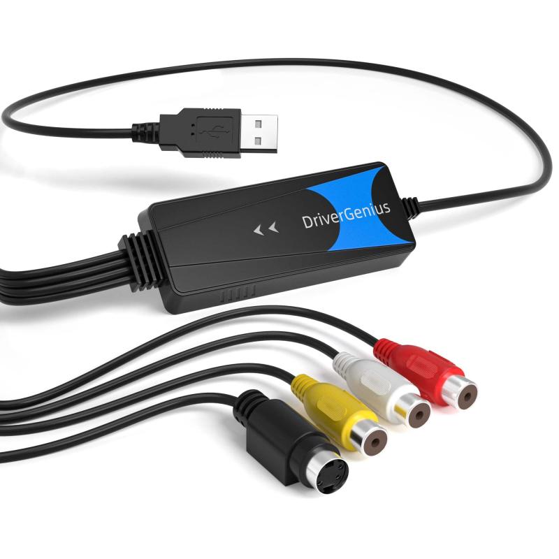 DriverGenius EraCapture-II USB 2.0ビデオキャプチャー VHS・MiniDVデジタル化対応多用途のデジタル化ツール - このUSBビデオキャプチャーケーブルは、古いゲーム機やビデオ機器のデジタル化を希望するゲ...