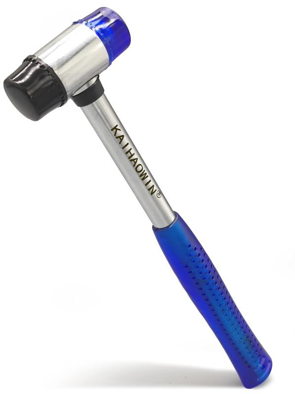 KAIHAOWIN 245mm ゴムハンマー プラスチックハンマー コンビネーションハンマー 2WAYハンマー 滑り止め パイプ柄 修復 工具 コンビハンマーラバーマレットハンマーの特徴:デュアルヘッドプラスチックとラバーハンマーは、青と黄...