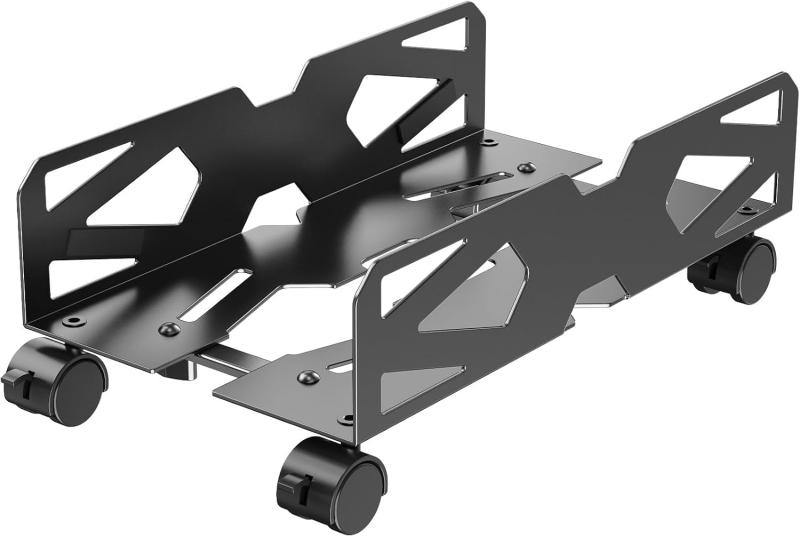 BESSTER CPUスタンド キャスター付き台車 PCカート PCスタンド 移動可能 幅の無段階調節可能 耐荷重80kg 足元収納 デスクトップ用 多用途 熱対策 ほこり対策 PC収納ボックス 伸縮式ラック 鋼材製品の仕様：サイズ：長さ4...