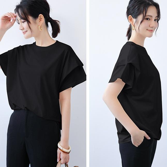 Tシャツ レディース 春夏 半袖 トップス カットソー プルオーバー 丸首 クルーネック 100% 綿 コットン ゆったり 伸縮性 吸汗 通気性 着痩せ 細見え 普段使い カジュアル 無地 ファッション 体型カバー生地名称：綿主生地成分：綿...