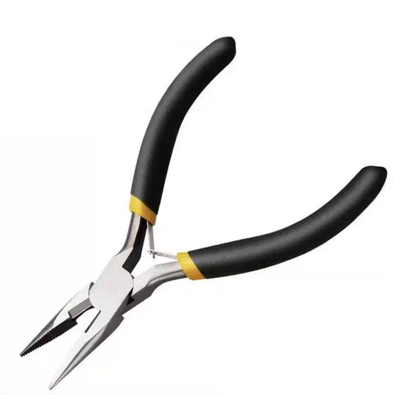 ペンチ 12.5cm スプリットリングプライヤー 平ヤットコ ハイカーボンスチール 黒 樹脂グリップ リングプライヤー 精密工具 DIY 手芸 アクセサリー 修理 切断 挟む 保持 作業 耐摩耗 滑り止め ⚙️ 【高硬度で耐久性抜群】 高炭...