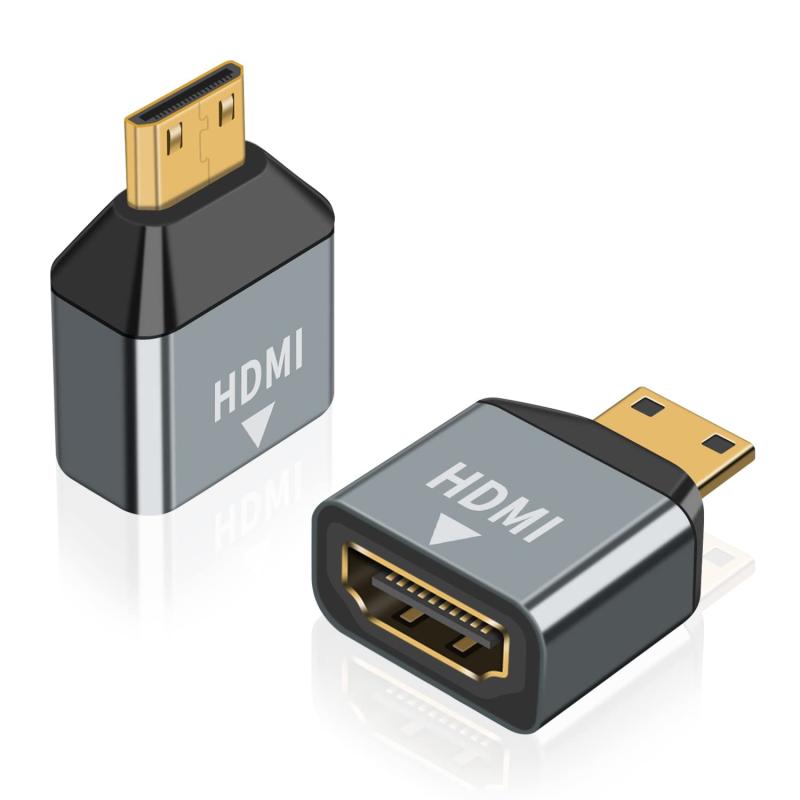Poyiccot HDMI ミニHDMI変換アダプタ 4K、Mini HDTV to HDTV変換アダプタ (ミニHDMIタイプCオス - タイプAメス) 2.0規格 4K@60Hz ハイスピード 延長 中継 変換アダプタ （2個セット）H...