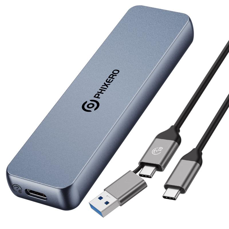 PHIXERO M.2 NVME ケース USB 3.1 Gen 2 10Gbps高速転送 M.2 SSD 外付けケース M.2 NVMe 2280/2260/2242/2230 M key/B+M key ssdに適合 アルミニウム合金 ...