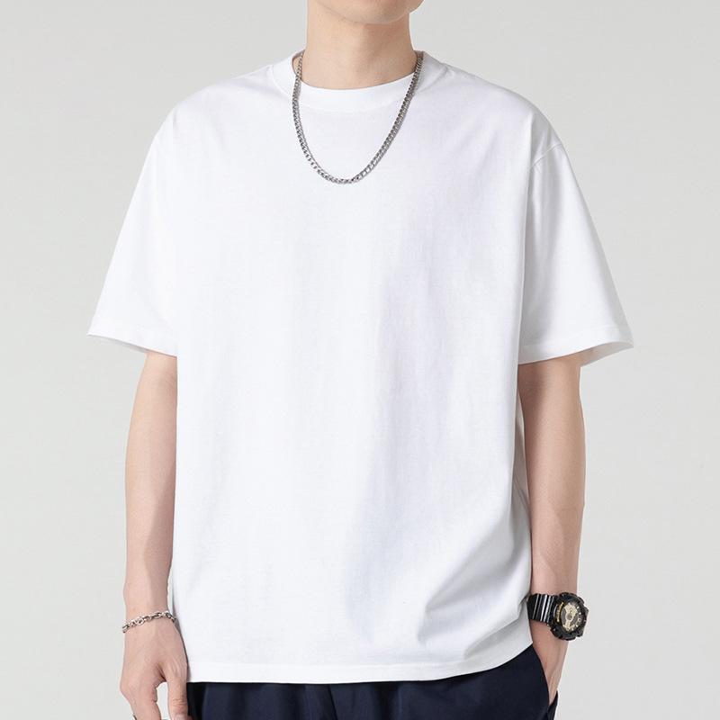 Tシャツ メンズ 半袖 ヘビーウェイト 無地 シンプル ゆったり シルエット カジュアル トップス クルーネック 厚手 綿 コットン インナー カジュアルスタイル オールシーズン・スタイル: 都市・主な素材: 綿100%・柄: 字母、幾何学...