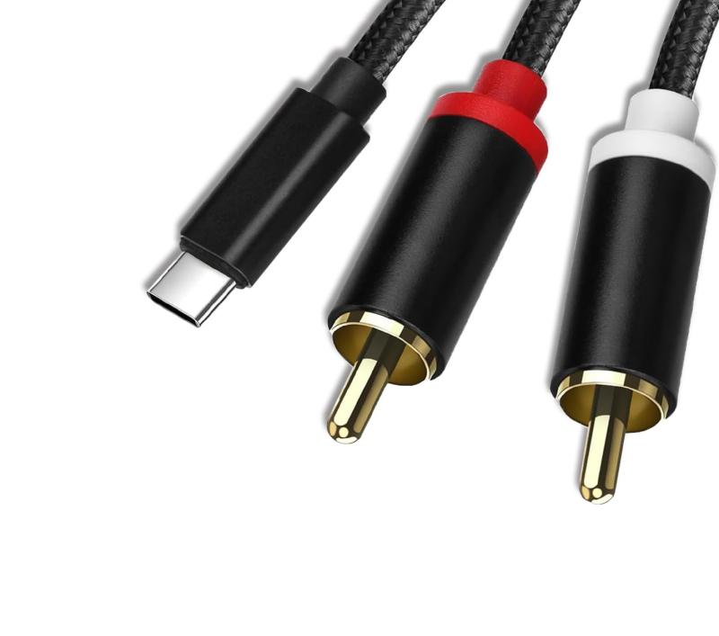 VECASDEN USB-C to RCAオーディオケーブル、編み込みステレオオーディオ変換ケーブル Type-Cオスから2RCAオスY型スプリッター、対応Googl Pixel 9/8/7、対応Phone 16/16 Plus/16 Pr...
