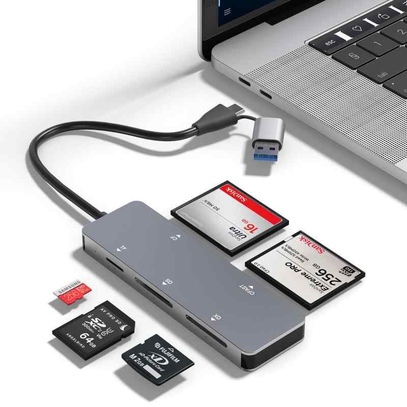 CFastカードリーダー、USB 3.0 USB C CFast 2.0カードリーダー、SanDisk, Lexar, Transcend, Sonカード用5GbpsアルミニウムCFastメモリーカードアダプター、CFast/CF/SD/T...